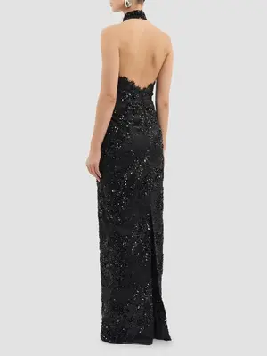 Rebecca Vallance Beau Sequined Halterneck Gown