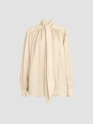 Bottega Veneta Scarf-neck Silk Blouse