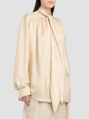 Bottega Veneta Scarf-neck Silk Blouse