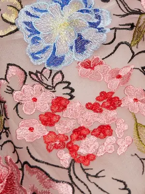Rickie Freeman For Teri Jon Floral Embroidery Mesh High-low Midi-dress