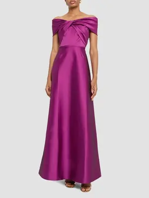Rickie Freeman For Teri Jon Mikado Off-the-shoulder Gown