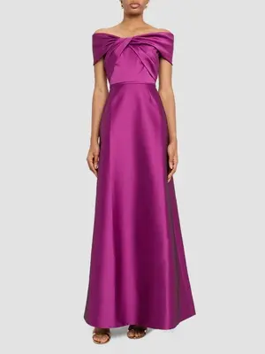 Rickie Freeman For Teri Jon Mikado Off-the-shoulder Gown