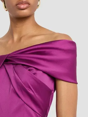 Rickie Freeman For Teri Jon Mikado Off-the-shoulder Gown