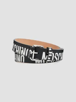 Moschino Logo Leather Belt - Black