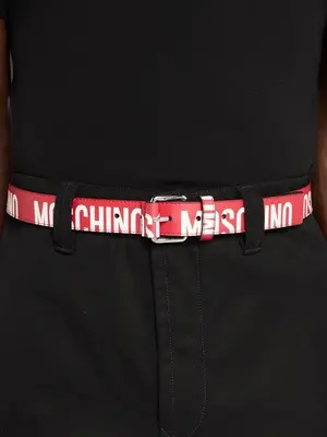 Moschino Logo Leather Belt - Red