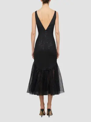 Prabal Gurung Boatneck Circle-hem Midi Dress