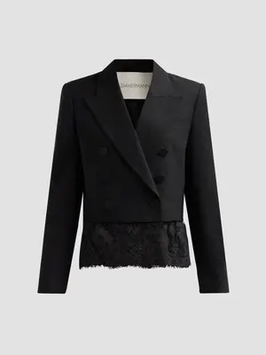 Zimmermann Valiant Lace Short Blazer - Black
