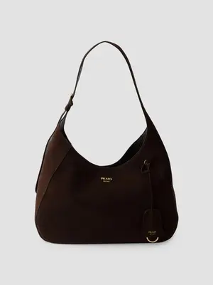 Prada Boogie Large Suede Shoulder Bag - Brown