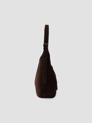 Prada Boogie Large Suede Shoulder Bag - Brown