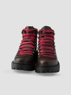 Prada Leather Lace-up Booties