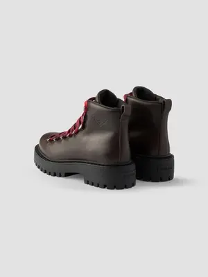 Prada Leather Lace-up Booties