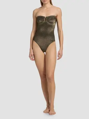 Ulla Johnson Monterey Metallic Strapless One-piece Swimsuit