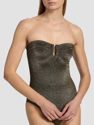 Ulla Johnson Monterey Metallic Strapless One-piece Swimsuit