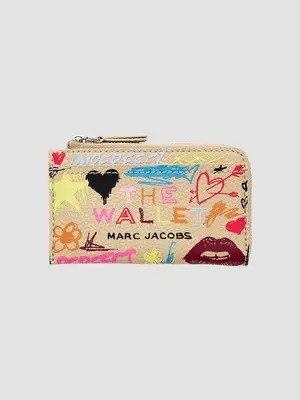 Marc Jacobs The Punk Scribble Leather Wallet - Beige Multi