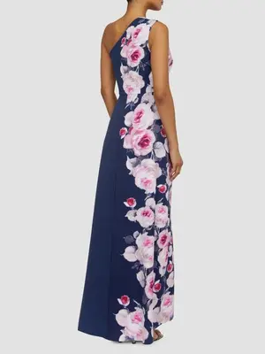 KAY UNGER Carissa Floral One-shoulder Gown