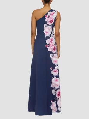KAY UNGER Carissa Floral One-shoulder Gown