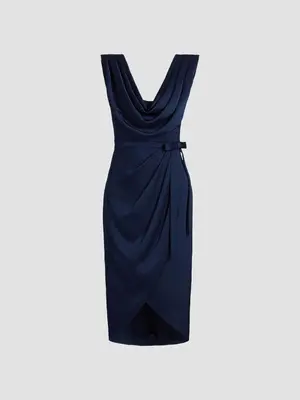 Theia Stephanie Satin Wrap Cocktail Dress