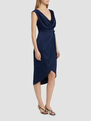 Theia Stephanie Satin Wrap Cocktail Dress