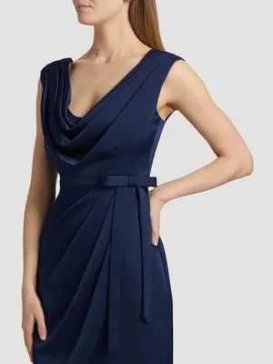 Theia Stephanie Satin Wrap Cocktail Dress
