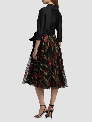 Theia Azura Embroidered A-line Shirtdress