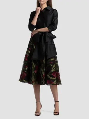Theia Azura Embroidered A-line Shirtdress