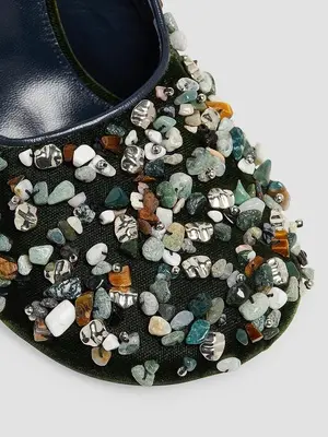 Dries Van Noten 90mm Stone-embellished Velvet Mules