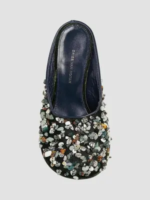 Dries Van Noten 90mm Stone-embellished Velvet Mules