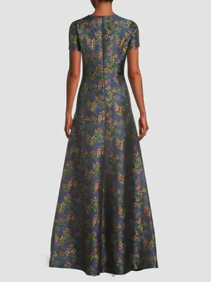 KAY UNGER Rochelle Floral V-neck Gown