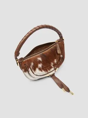 Chloé Marcie Small Calf Hair Shoulder Bag - Chocolate