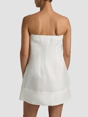 AMUR Azara Linen-silk Strapless Minidress