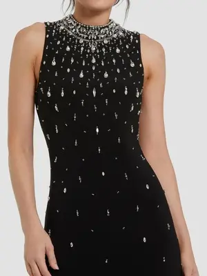 Mac Duggal Beaded Stretch Jersey Gown