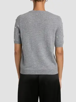MILLY Rosalyn Rhinestone-embellished Short-sleeve Top