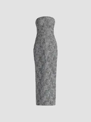 MILLY Meredith Floral-embroidered Maxi Dress - Silver Multi