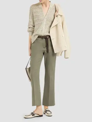 Brunello Cucinelli Stretch Cotton Cover Kickflare Cigarette Trousers