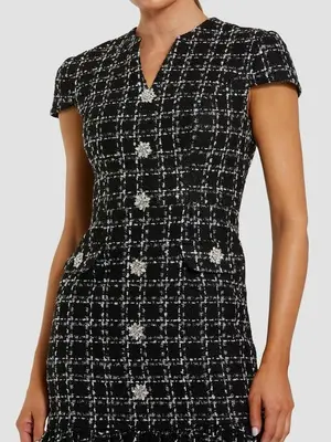 Mac Duggal Boucle Tweed Midi-dress