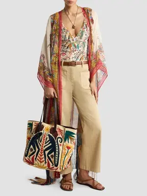 Etro Multicolor Fringe-trim Caftan Cover-up