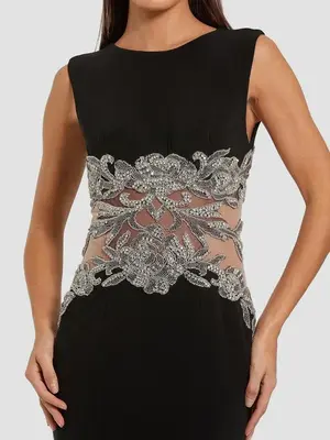 Mac Duggal Beaded-waist Sleevelessjersey Gown