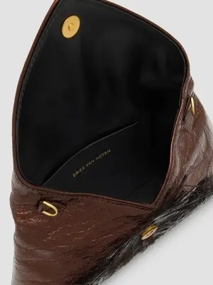 Dries Van Noten Small Crinkled Leather Envelope Bag