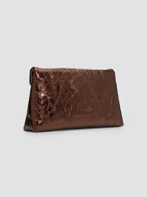Dries Van Noten Small Crinkled Leather Envelope Bag - Choco