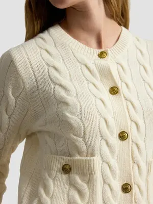 Polo Ralph Lauren Cable-knit Wool-cashmere Crop Cardigan
