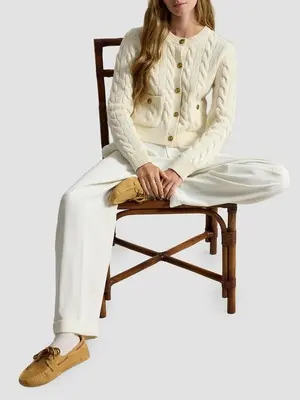 Polo Ralph Lauren Cable-knit Wool-cashmere Crop Cardigan