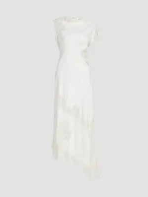 A.L.C. Alessia Asymmetric Lace-trimmed Dress - Creme