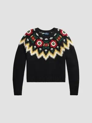 Polo Ralph Lauren Fair-isle-inspired Wool-cotton Sweater - Black