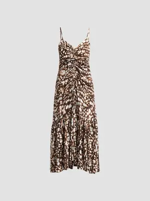 A.L.C. Lindsey Gathered Speckled Midi Dress