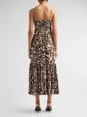 A.L.C. Lindsey Gathered Speckled Midi Dress