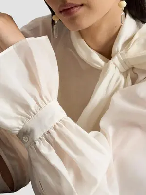 Polo Ralph Lauren Tiieneck Cotton-silk Organdy Shirt