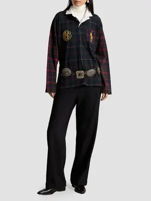 Polo Ralph Lauren Logo Plaid Cotton Rugby Shirt