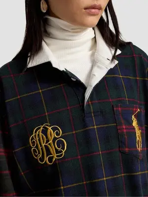 Polo Ralph Lauren Logo Plaid Cotton Rugby Shirt
