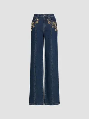 Cinq À Sept Cami Crystal Ivy-embellished High-rise Straight-leg Jeans