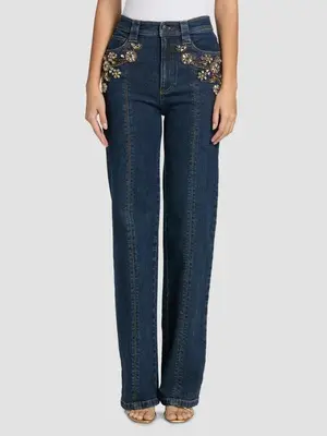 Cinq À Sept Cami Crystal Ivy-embellished High-rise Straight-leg Jeans